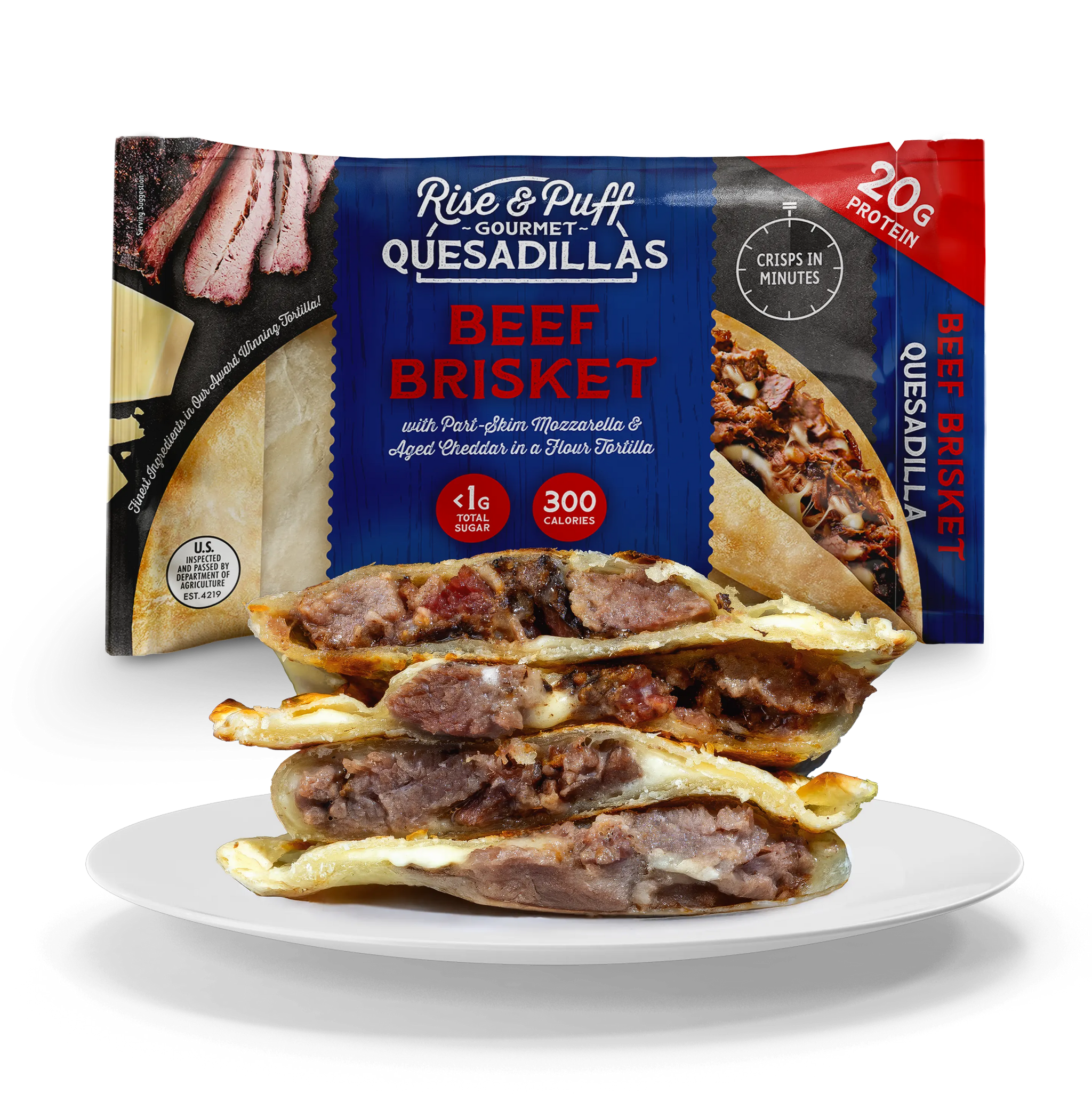 Smoky Beef Brisket Quesadilla | 20g Protein | Rise & Puff